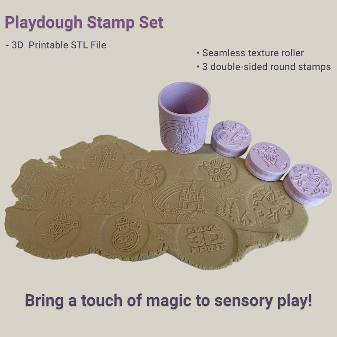 Magical World Playdough Roller Set – 3D Printable STL: Endless Texture ...