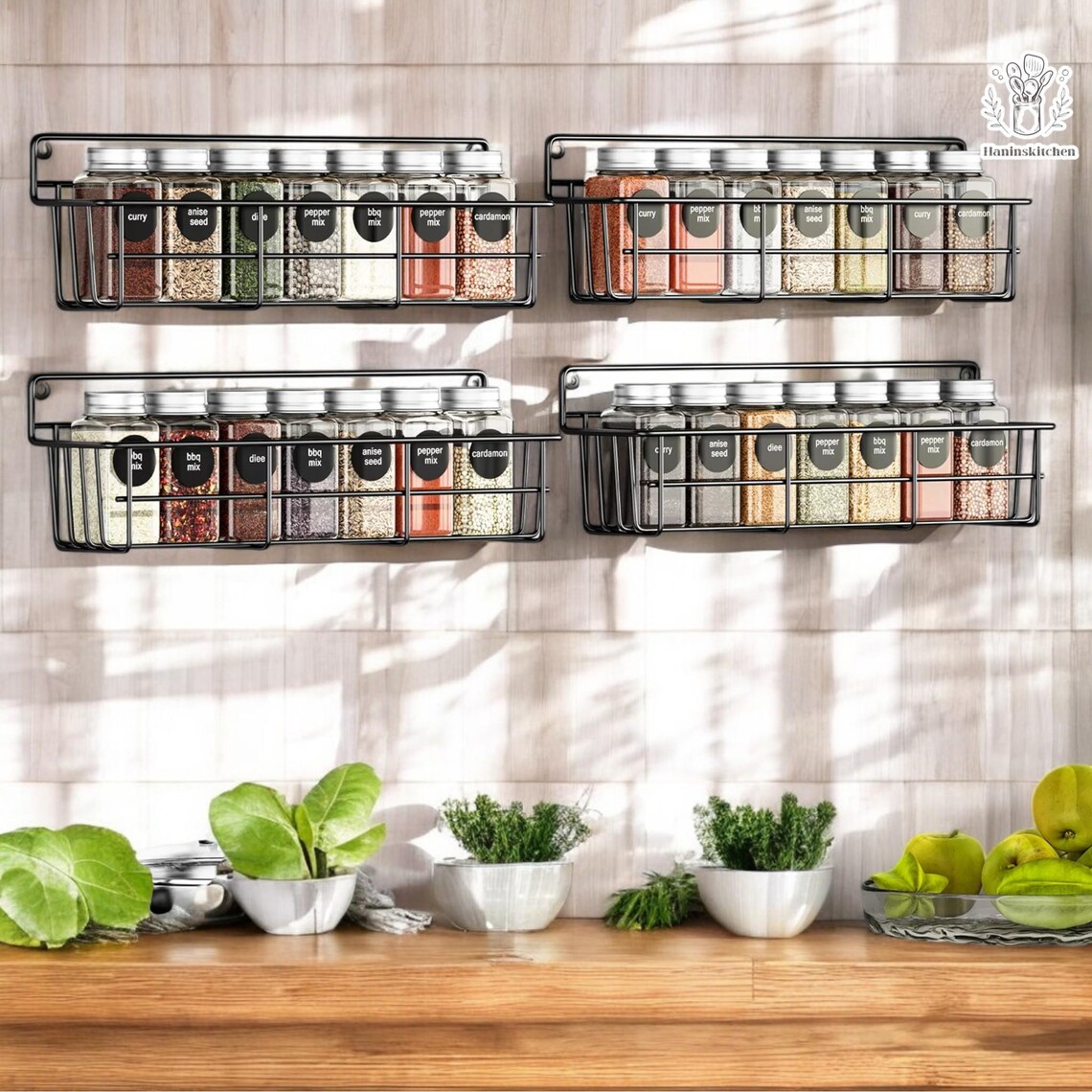 Wall Mounted Kitchen Storage Rack - Vegetable and Fruit Holder, Onion ...