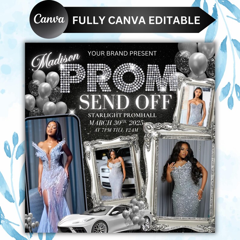 Prom Send off Flyer, DIY Prom Flyer, Prom Canva Template, Prom Send Off ...