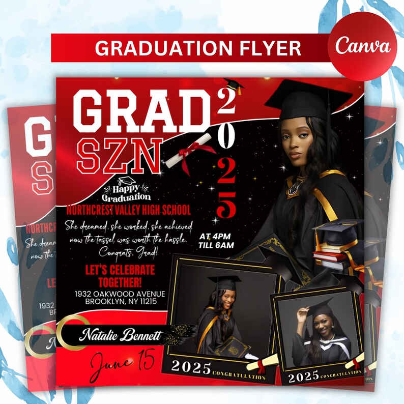 Graduate Flyer, Graduation Party Flyer, Graduation Invitation, College ...