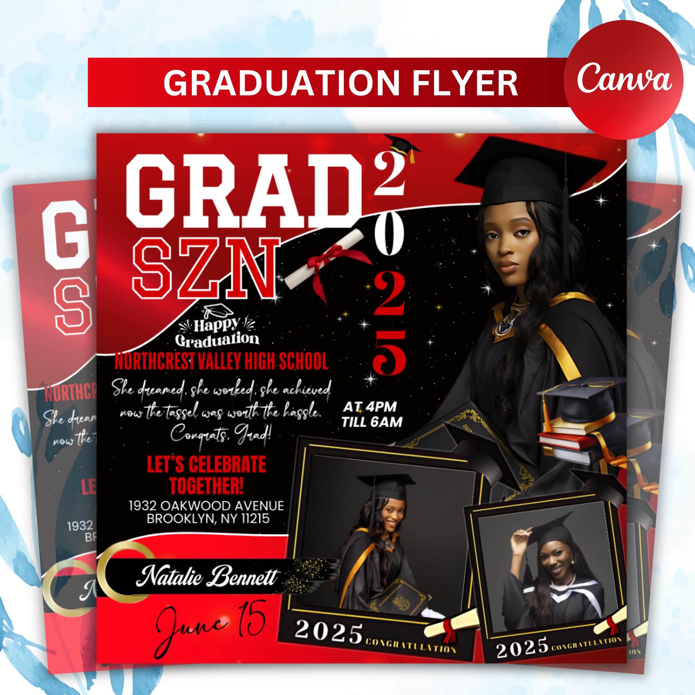 Graduate Flyer, Graduation Party Flyer, Graduation Invitation, College ...