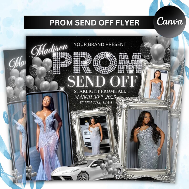 Prom Send off Flyer, DIY Prom Flyer, Prom Canva Template, Prom Send Off ...