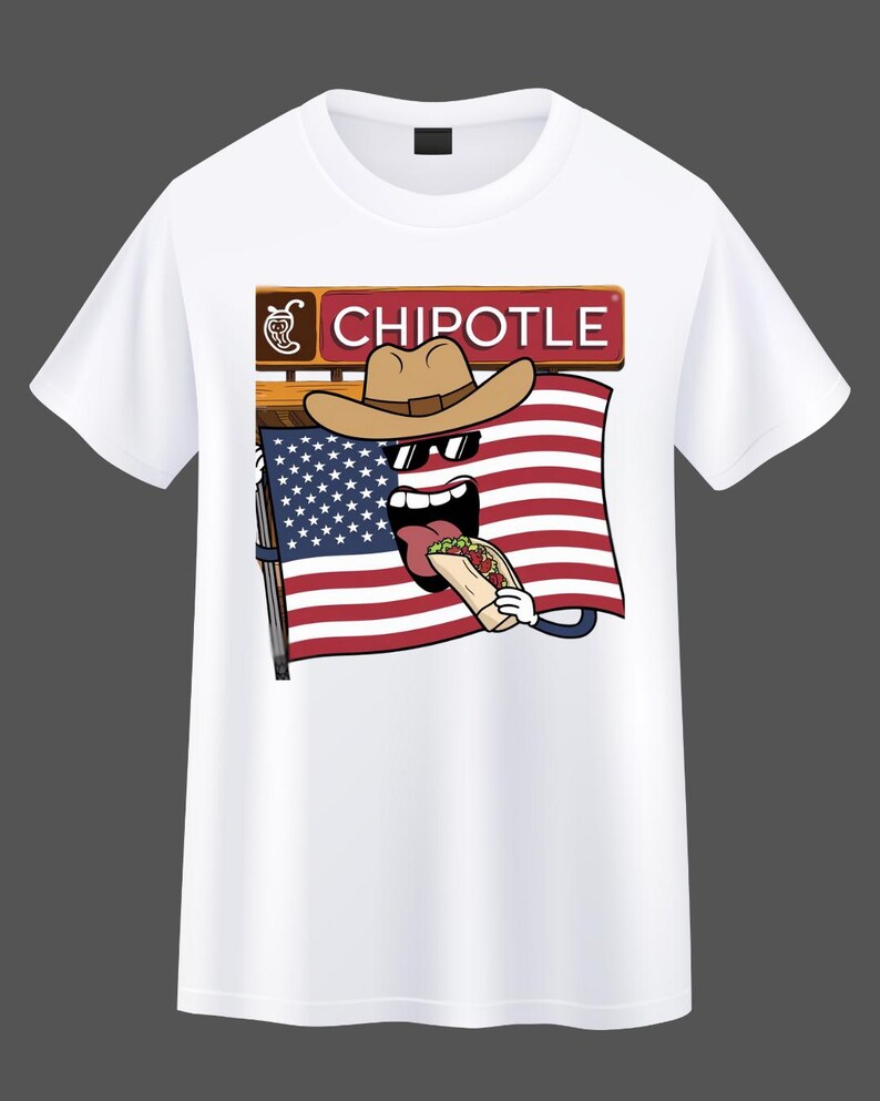 Chipotle Eating American Flag T-shirt Design - Etsy