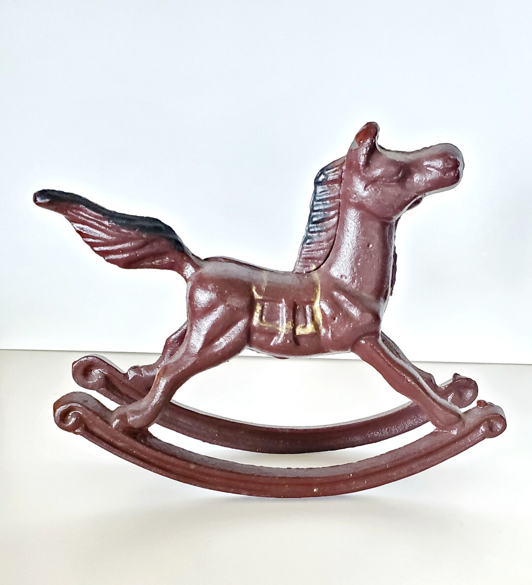 Vintage Cast Iron Rocking Horse Toy - Etsy