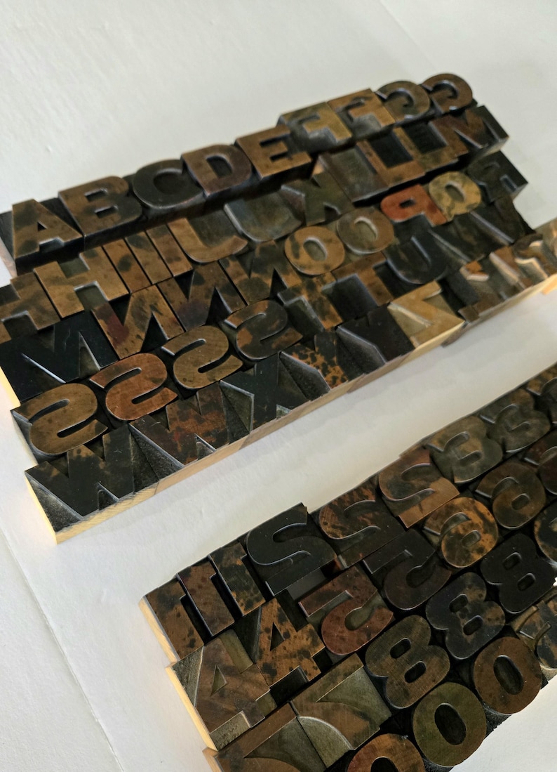 Vintage Wood Letterpress Type Set: 72 Pt Alphabet & Numbers - Etsy