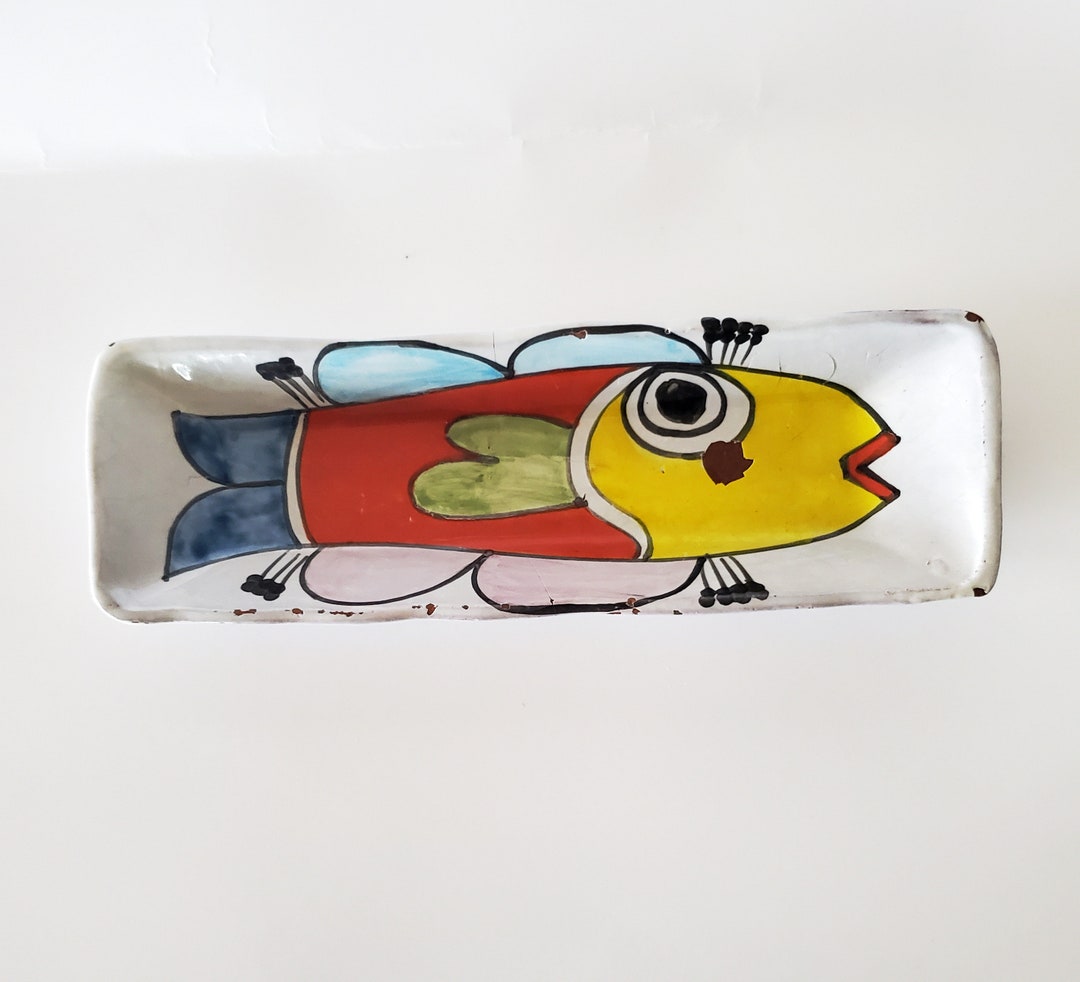 Parrucca Italian Pottery Sicily Vintage Cubist Influence Fish Platter ...