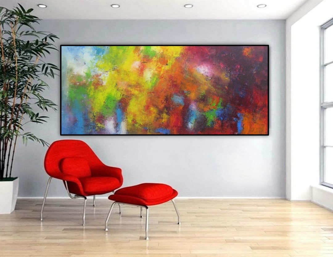 Extra Long Abstract Wall Art Print Colorful Extra Large Art Prints ...