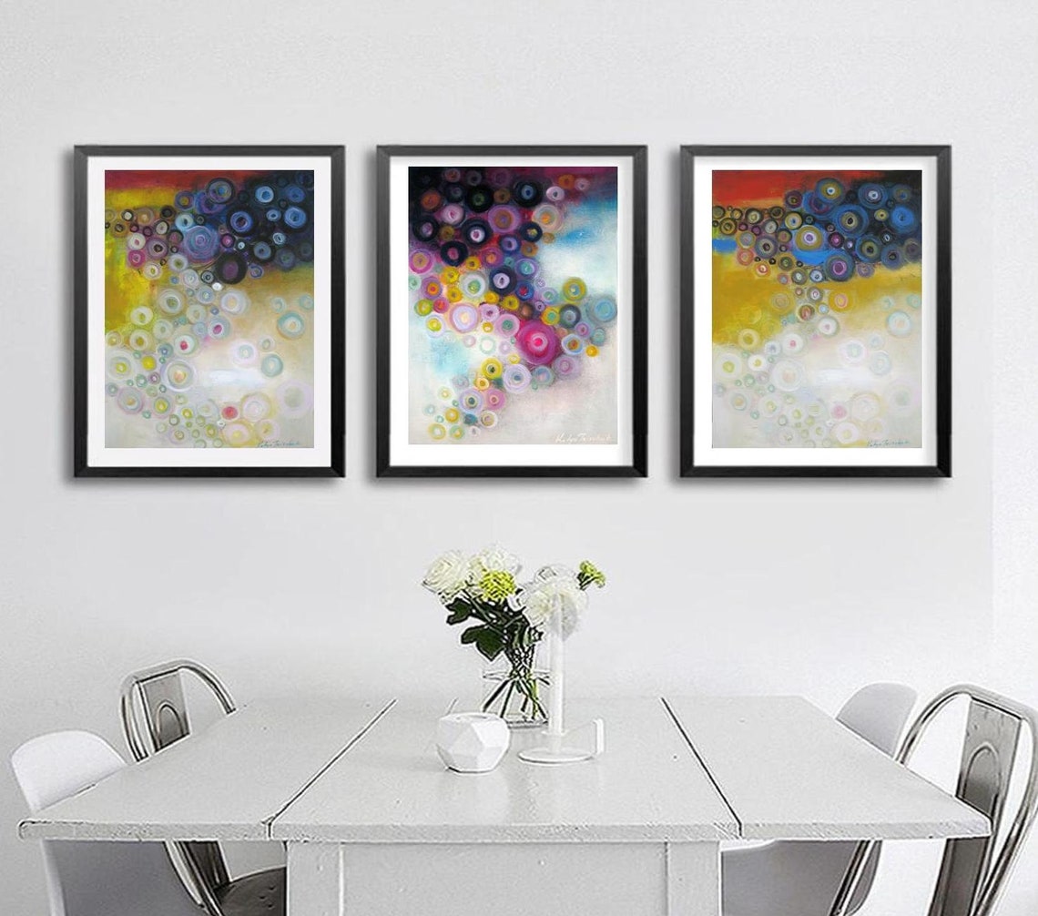 Abstract Triptych Three Piece Wall Art Print Set of 3 Canvas | Etsy