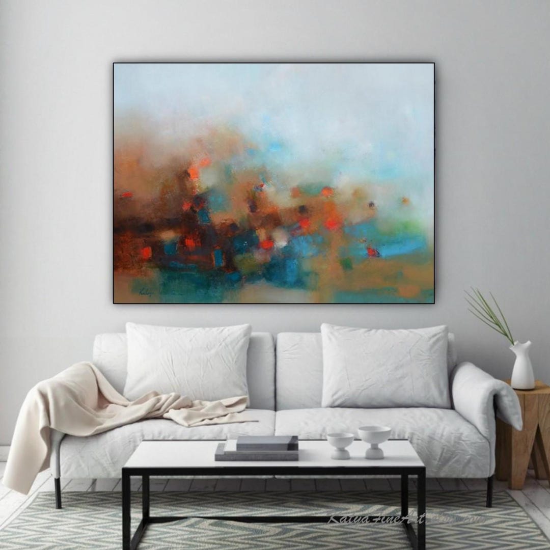 Extra Large Abstract Wall Art Print, Seascape Canvas Print: Blue Grey ...