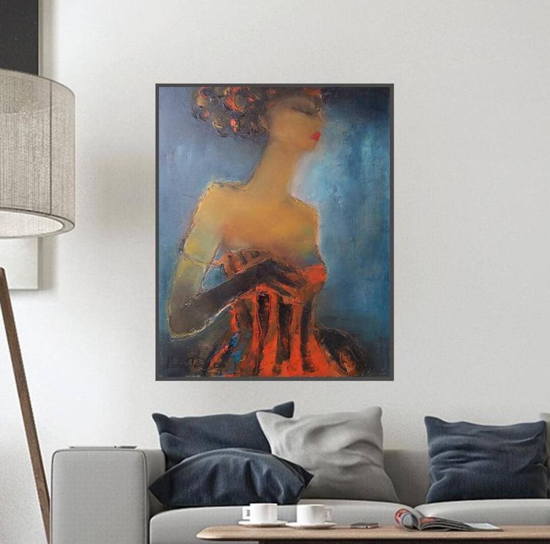 Confidant Beautiful Lady Original Oil Painting on Canvas, Handpainted ...