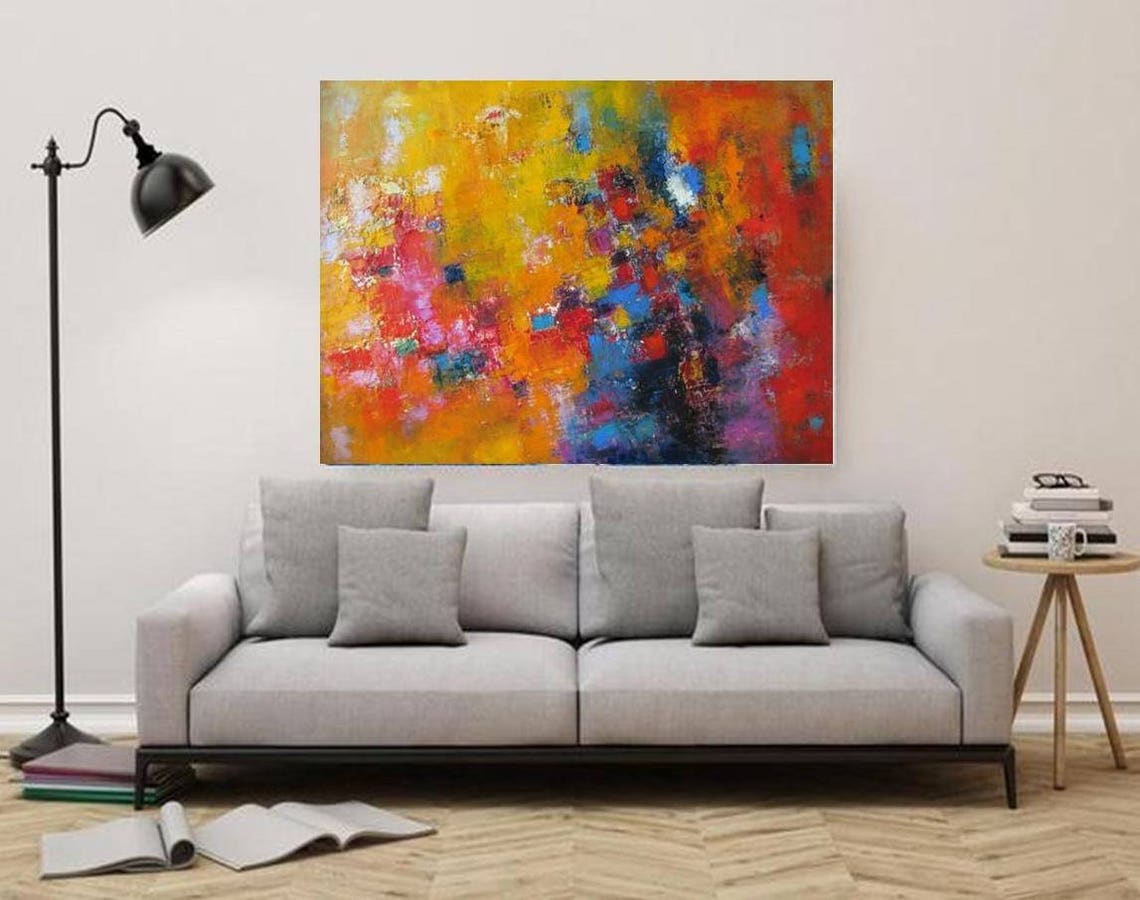 Bright Colorful Abstract Wall Art Prints Extra Large Canvas | Etsy
