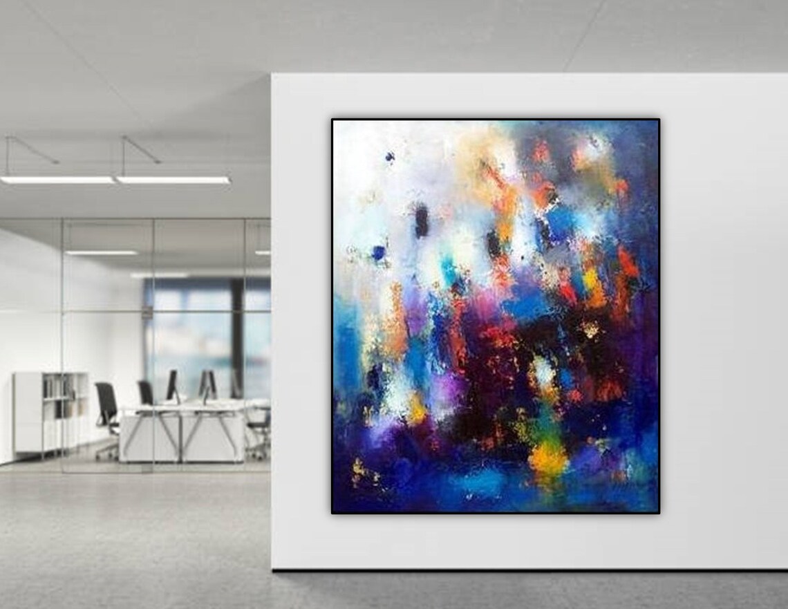 Abstract Wall Art Print Cobalt Blue Decor Art Canvas Extra | Etsy