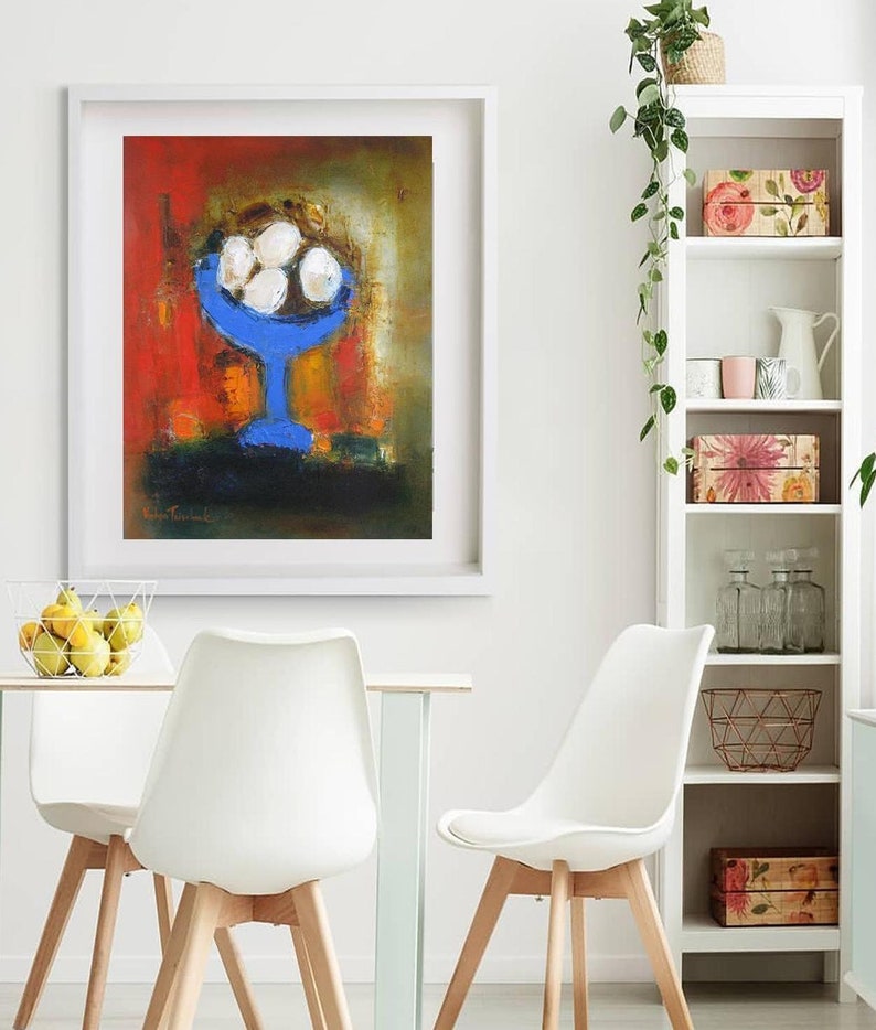 Abstract Still Life Art Canvas Fruits Print Colorful Kitchen | Etsy