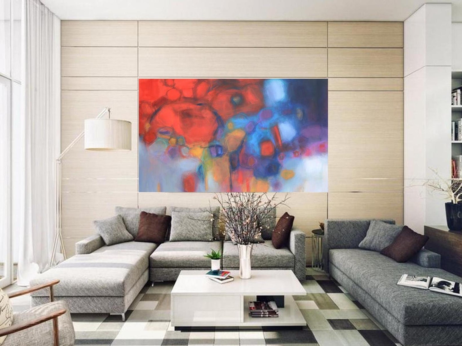 Extra Large Abstract Wall Art Canvas Print Long Horizontal | Etsy