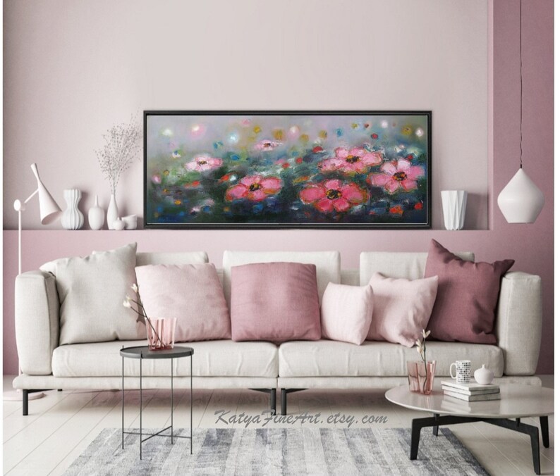 Long Narrow Horizontal Wall Art Prints Floral Abstract Summer - Etsy