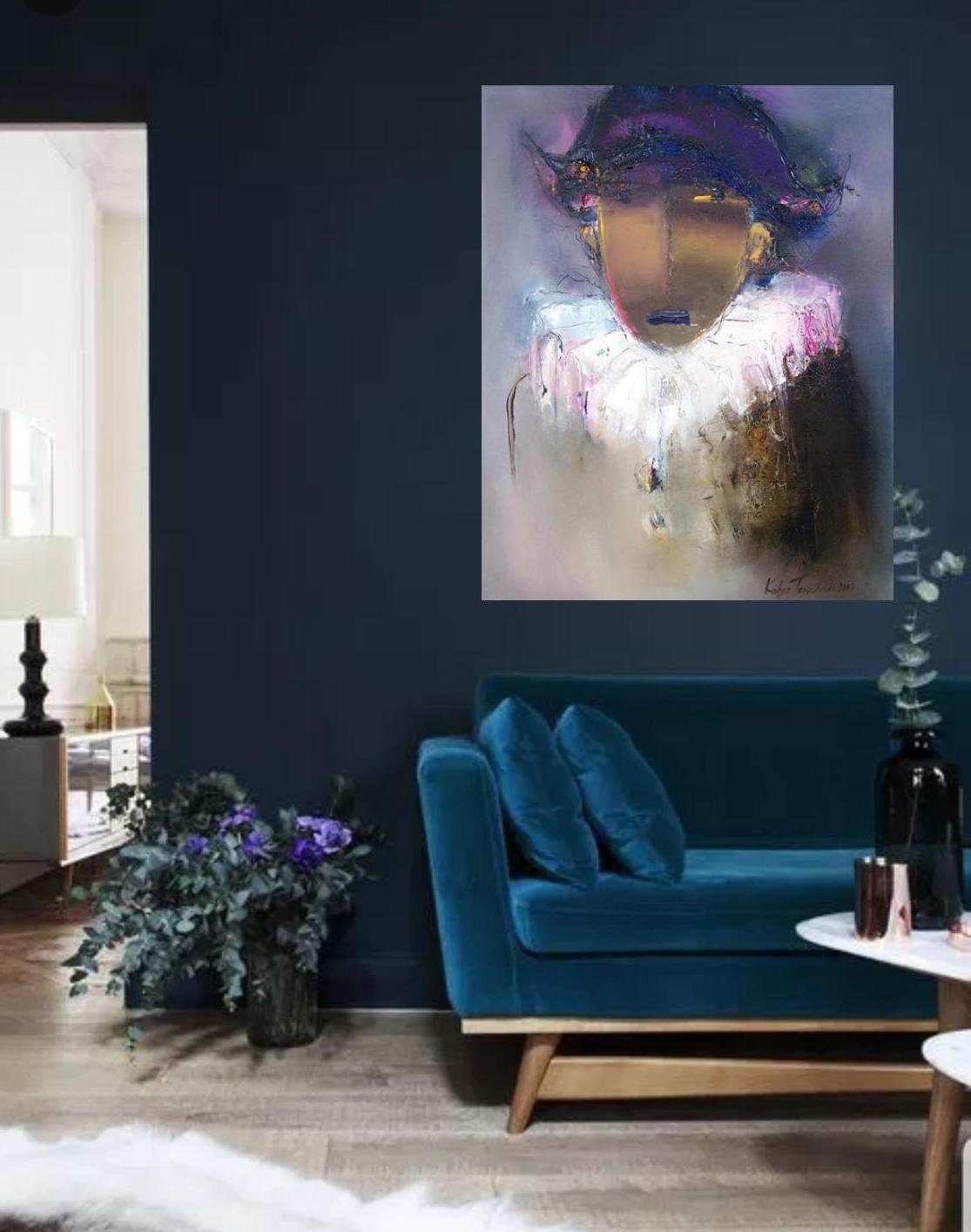 Jester portrait painting abstract figurative wall art print | Etsy