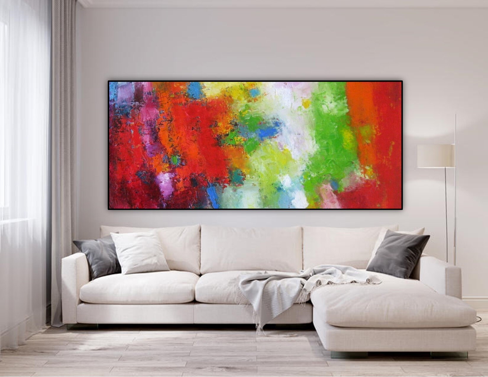 Wall Décor Home Décor Abstract large wall art print bright colorful ...