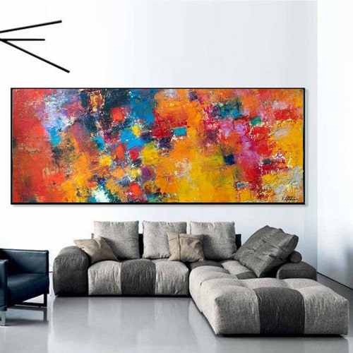 Long Wall Art Abstract Painting Colorful Extra Large Narrow - Etsy
