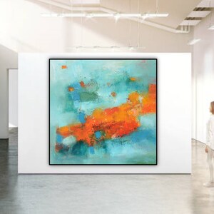 Turquoise Wall Art Extra Large Abstract Art Canvas Print, Huge Giclee ...