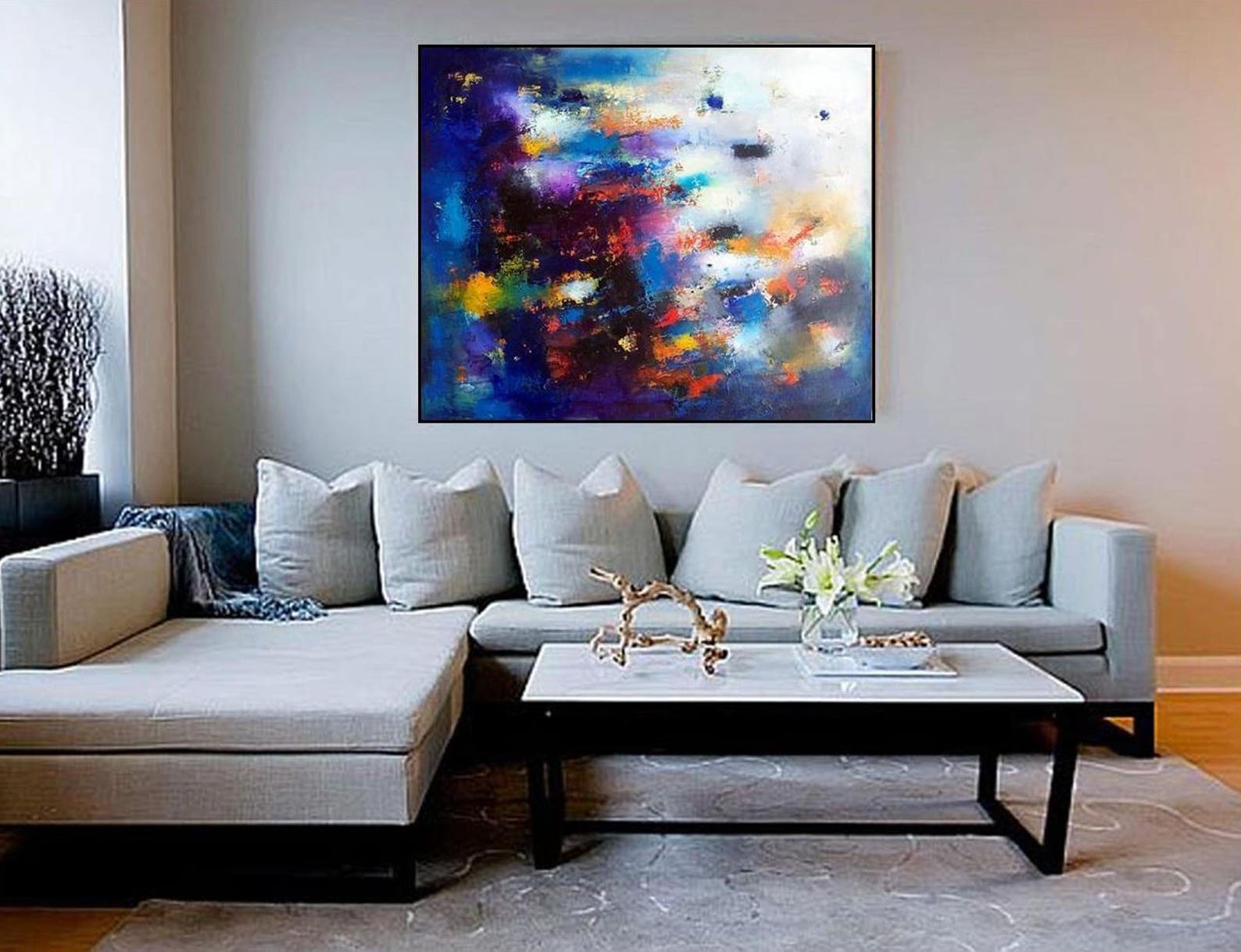 Abstract Wall Art Print Cobalt Blue Decor Art Canvas Extra | Etsy