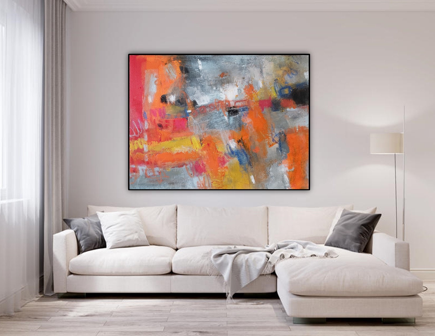 Office wall art extra large colorful abstract canvas art print | Etsy