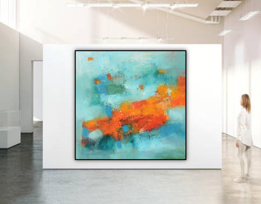 Turquoise Wall Art Extra Large Abstract Art Canvas Print, Huge Giclee ...