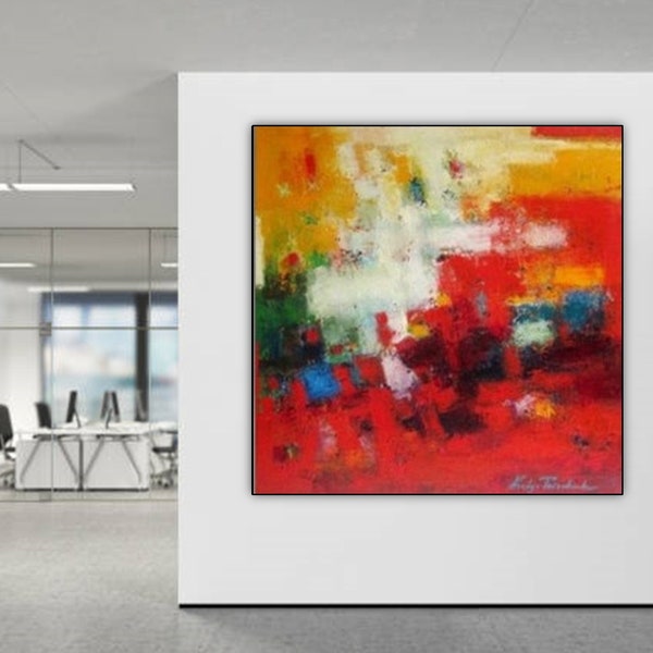 Red Abstract Art - Etsy