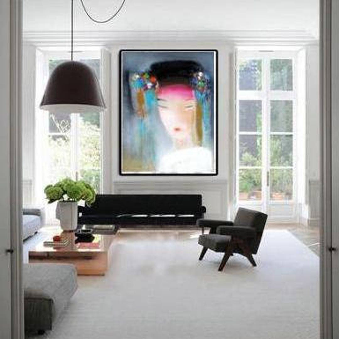 Large Wall Art Geisha Painting Asian Woman Art Print Figurative ...