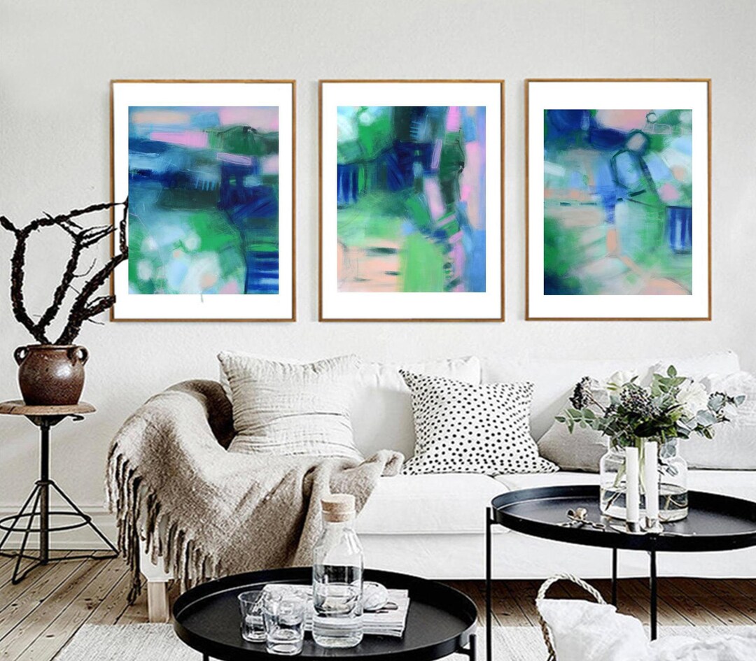 Wall Art Print Set of 3 Oversized Modern Abstract Triptych Extra Large ...
