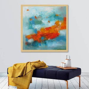 Turquoise Wall Art Extra Large Abstract Art Canvas Print, Huge Giclee ...