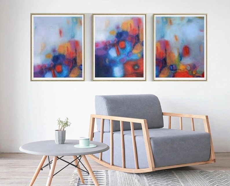 Three Piece Wall Art Abstract Canvas Print, Multi Panel Abstract ...