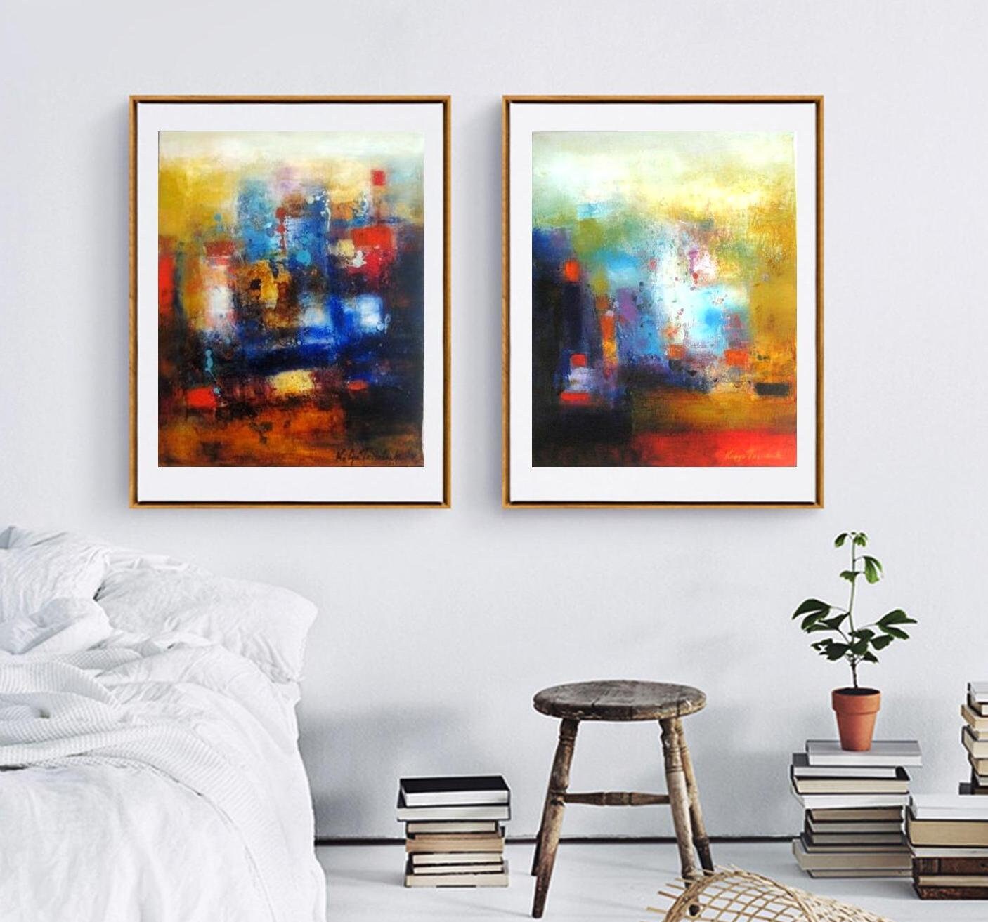 Abstract Wall Art Set of Two Prints 2 Piece Wall Art Large | Etsy