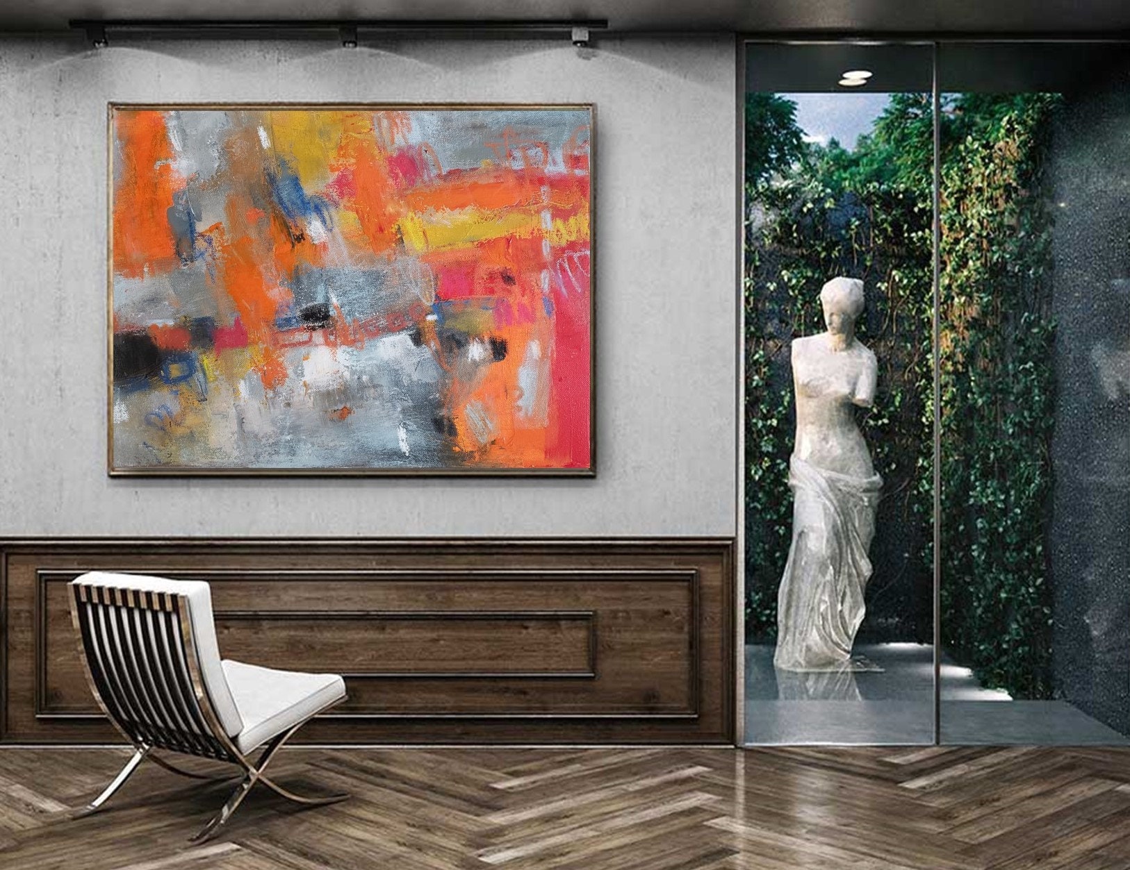 Office wall art extra large colorful abstract canvas art print | Etsy