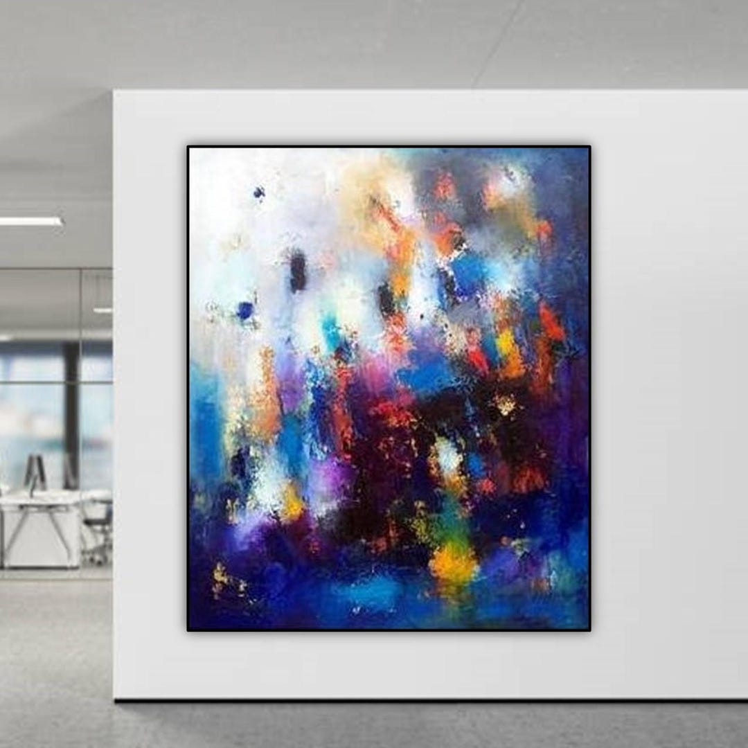 Deep Blue Abstract Wall Art Canvas Print, Cobalt Blue Art Canvas Wall ...