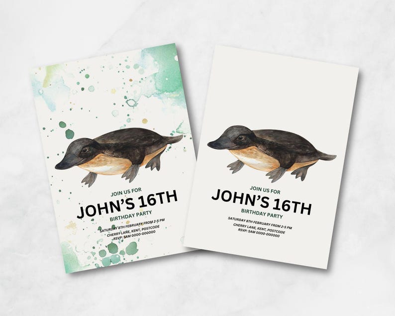 Personalized Platypus Birthday Invite | Editable Canva Template | Share ...