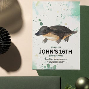 Personalized Platypus Birthday Invite | Editable Canva Template | Share ...