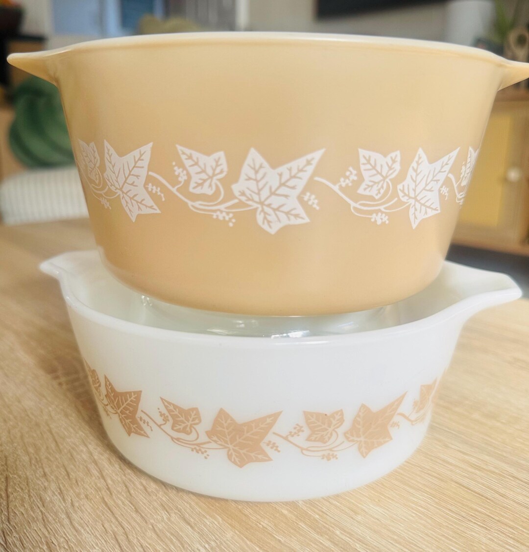 Vintage 1950s Pyrex Sandalwood/tan Ivy Leaf Detail Corning-ware (set of ...