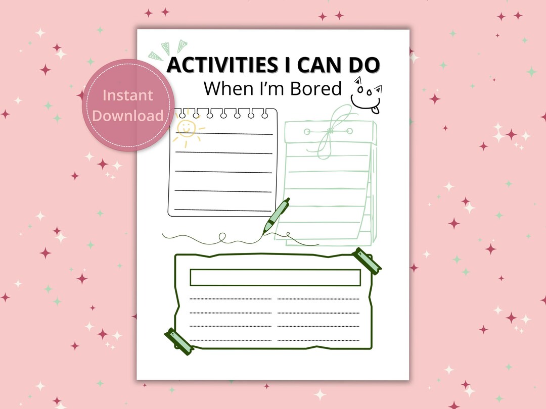 Kid’s Activity Sheet | Boredom List | Kid Activities | Independence ...