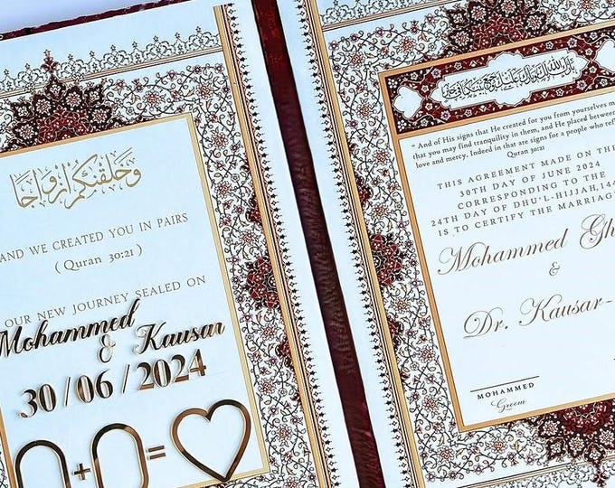 Nikkah Booklet - Nikkah Certificate - Booklet With Box - Nikahnama ...