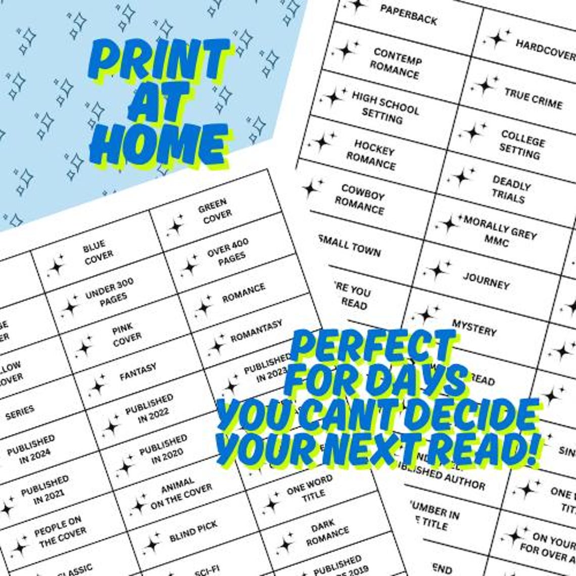 TBR Jar Prompts | Printable | to Be Read List | Fantasy | Reading Goals ...