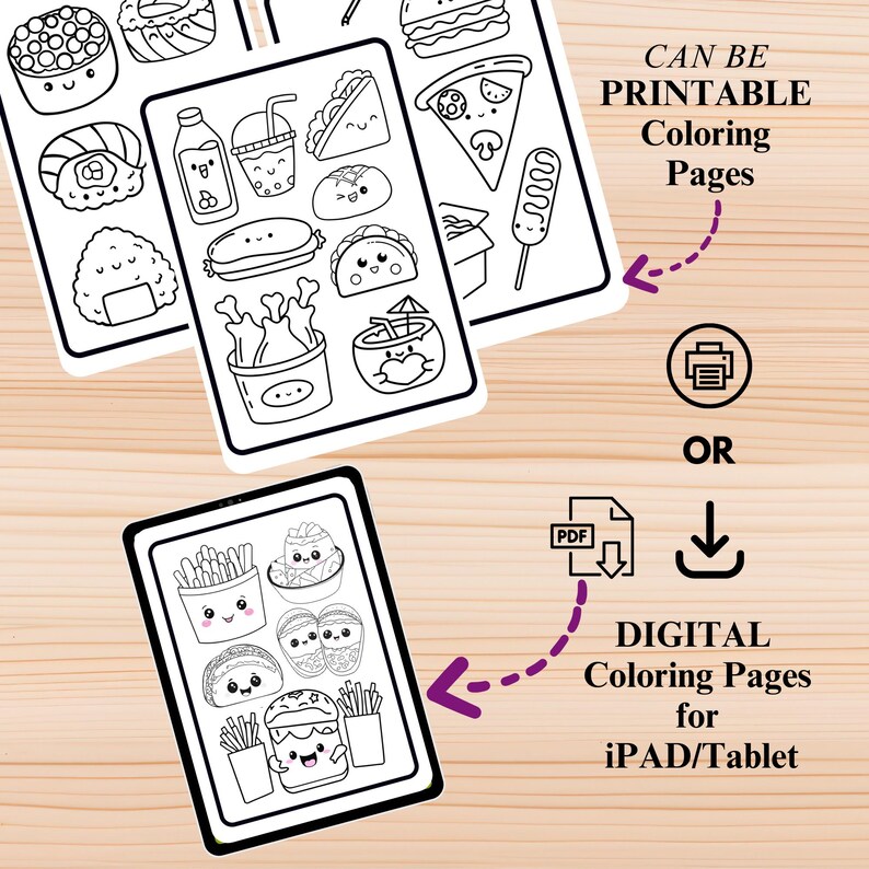 Kawaii Fast Food Coloring Pages | Printable Food Designs for Kids and ...