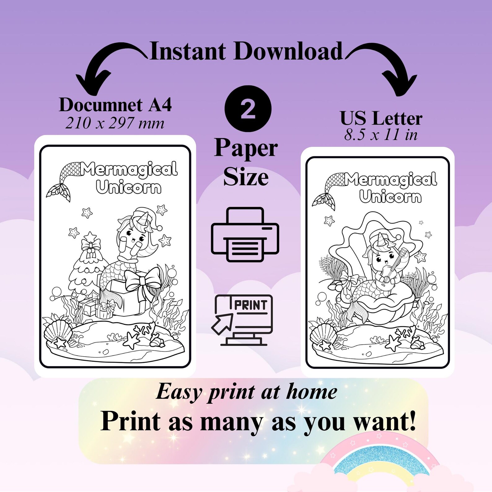 Mermagical Unicorn Coloring Pages | Unicorn Coloring Page Printable ...