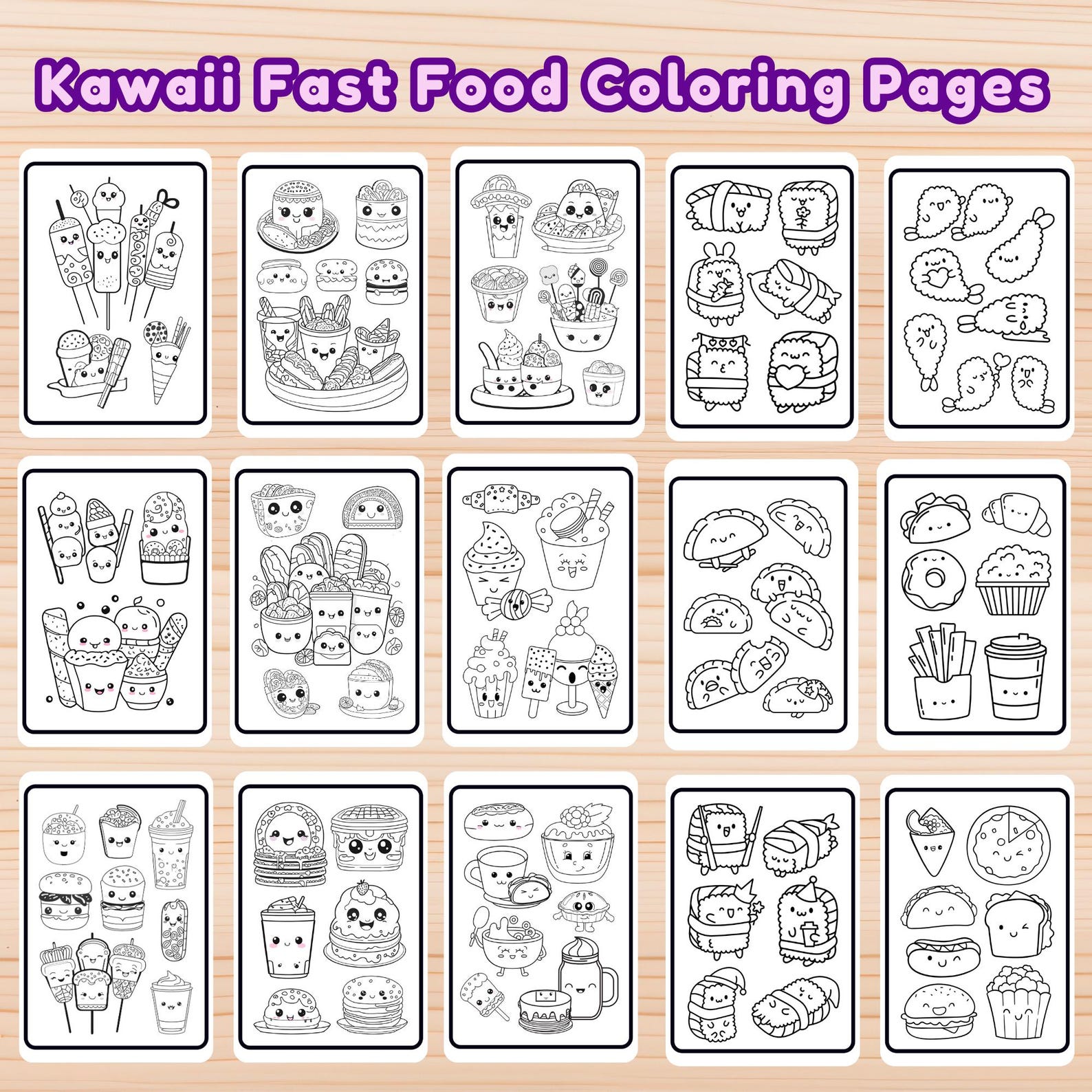 Kawaii Fast Food Coloring Pages | Printable Food Designs for Kids and ...