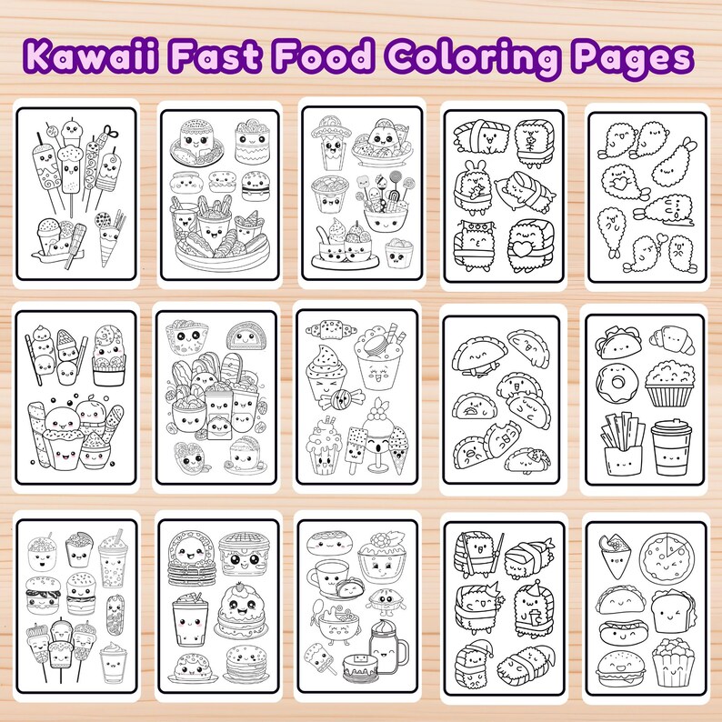 Kawaii Fast Food Coloring Pages | Printable Food Designs for Kids and ...