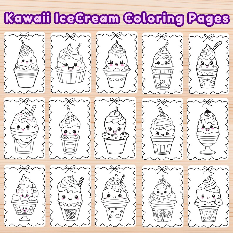 Kawaii Ice Cream Coloring Pages | Cute Printable Dessert Coloring Pages ...