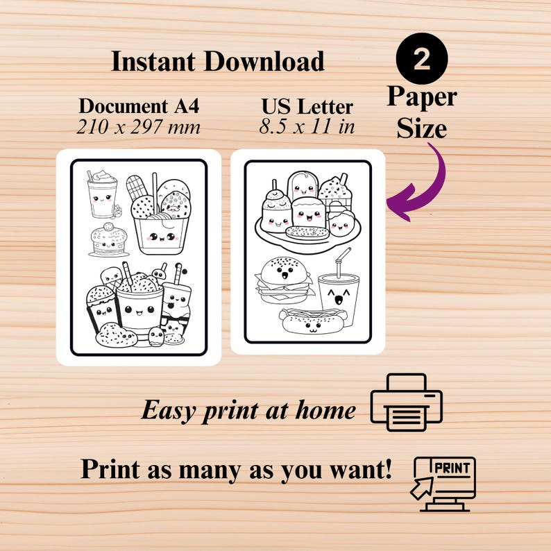 Kawaii Fast Food Coloring Pages | Printable Food Designs for Kids and ...