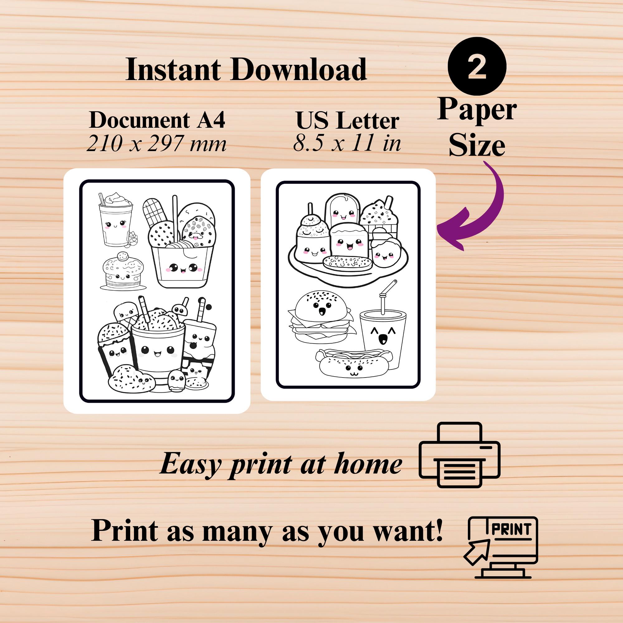 Kawaii Fast Food Coloring Pages | Printable Food Designs for Kids and ...