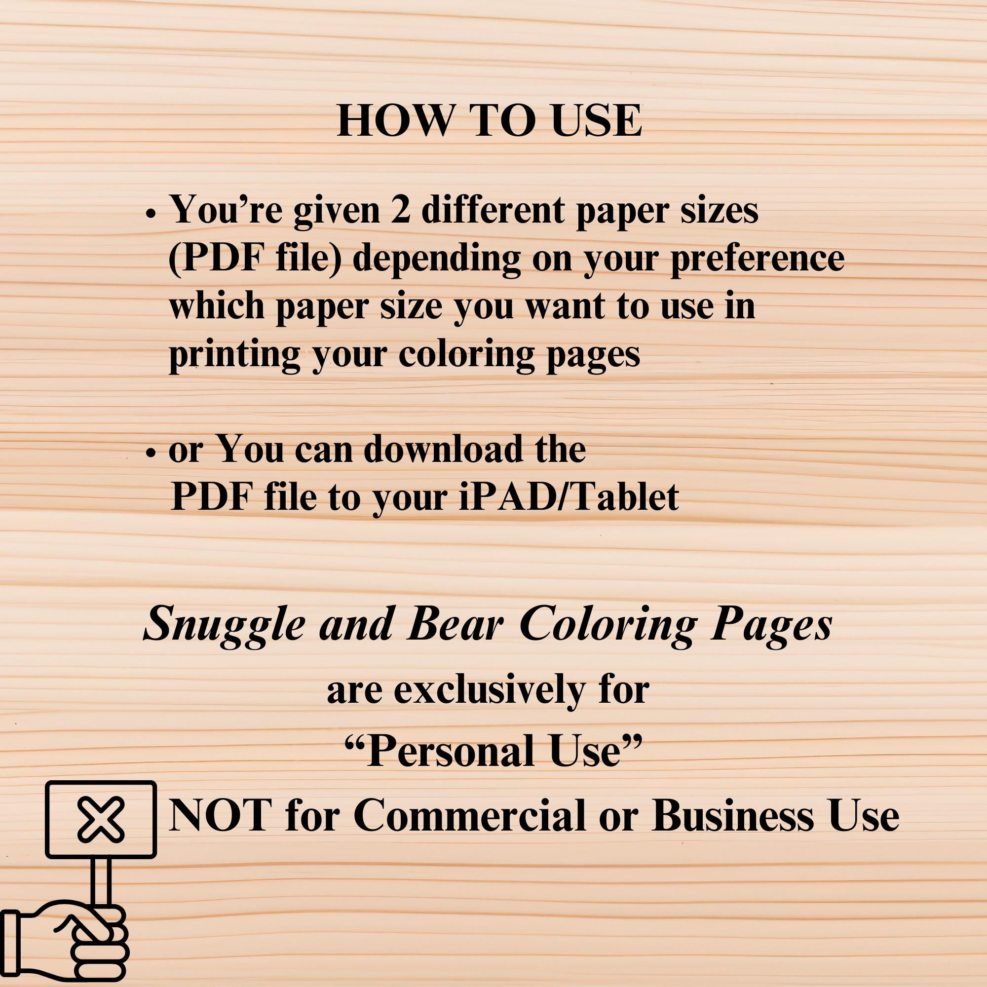 Snuggle and Bear Cozy Coloring Pages – Printable Digital Download for ...
