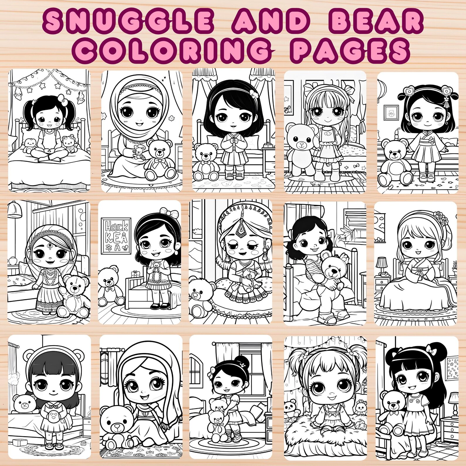 Snuggle and Bear Cozy Coloring Page | Summer Printables for Kids ...