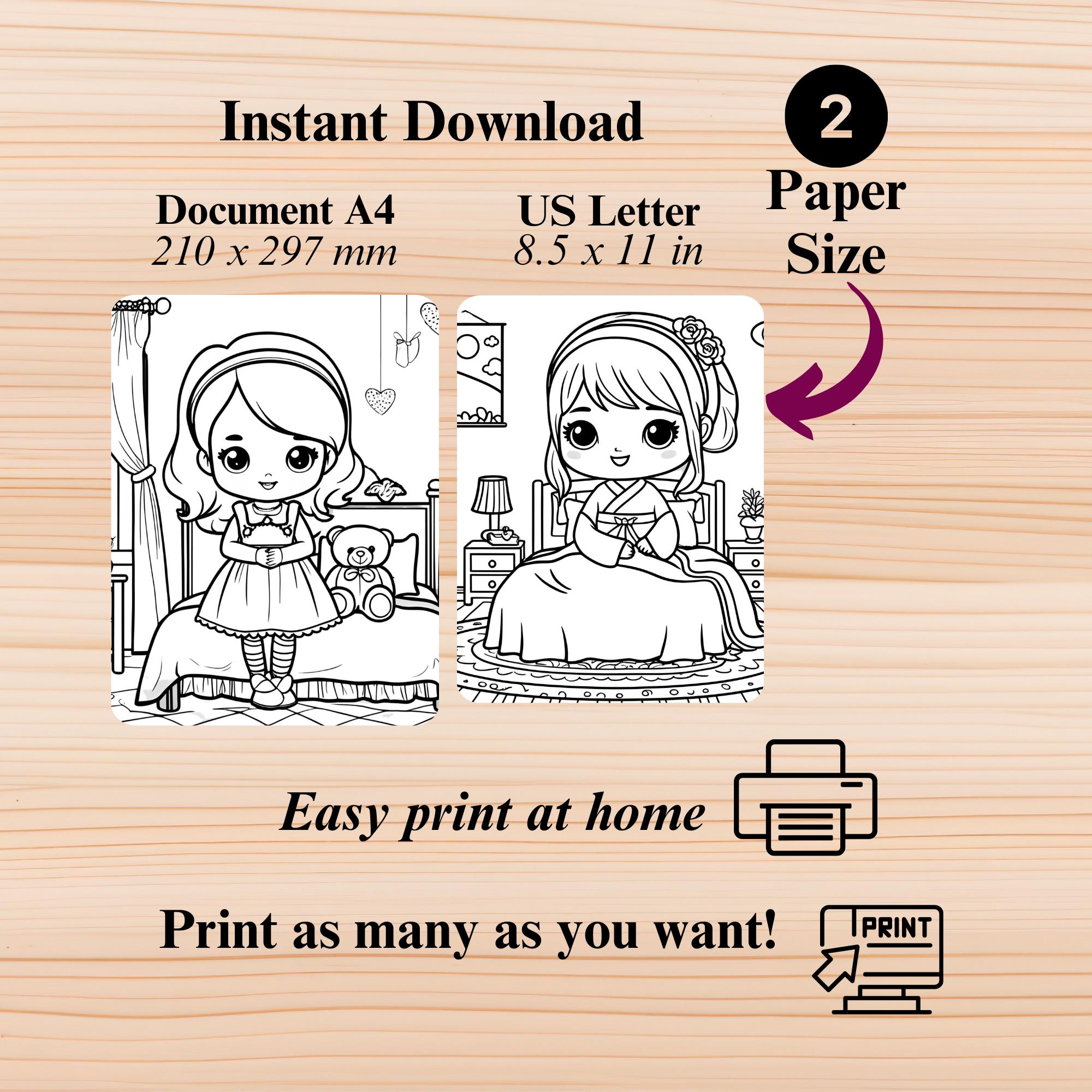 Snuggle and Bear Cozy Coloring Pages – Printable Digital Download for ...